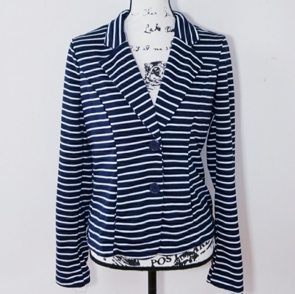 Check & Stripe | Jackets & Coats | Check Stripe Knit Navy White ...
